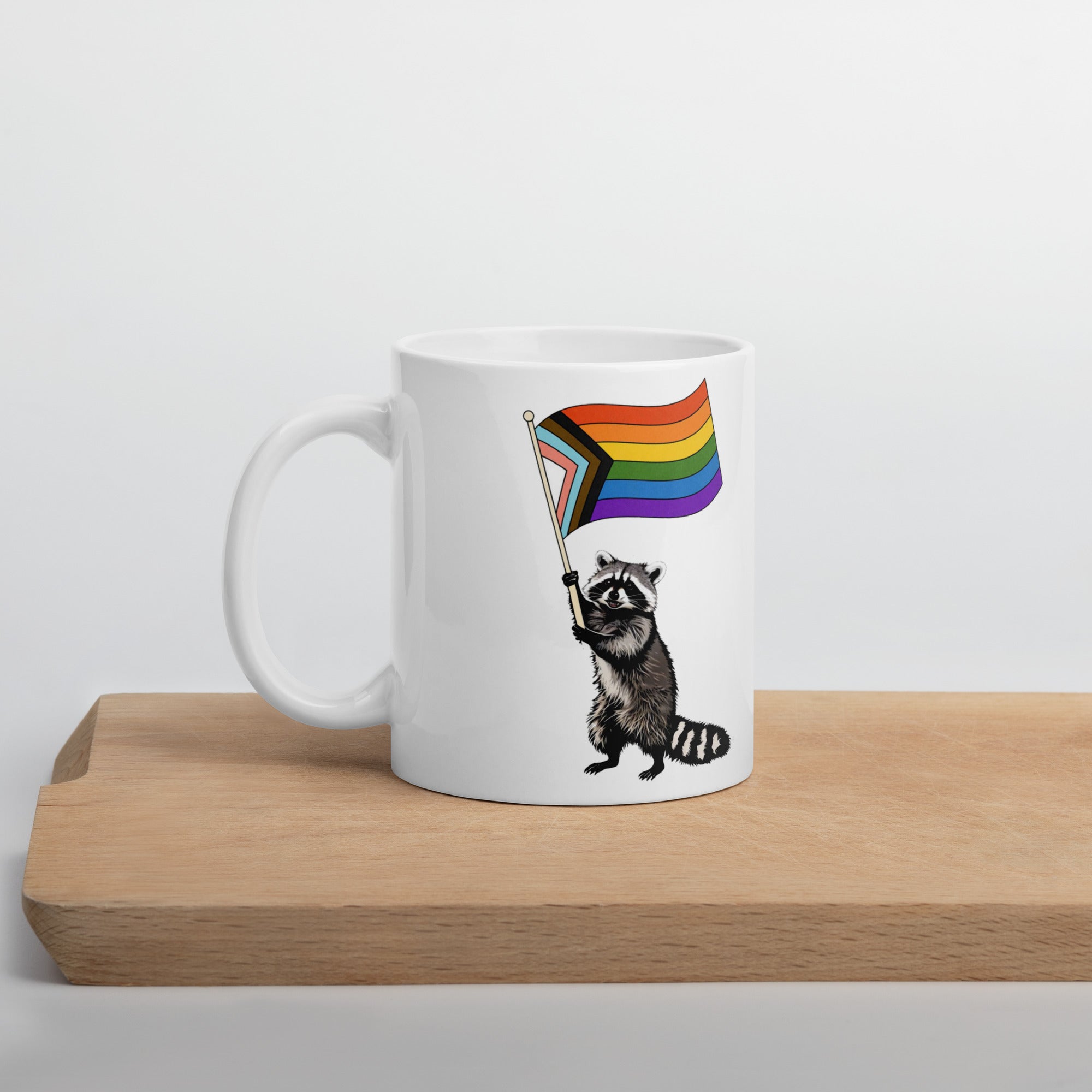 LGBTQ Be You Mug – Raccoon with Pride Flag | Queer Coffee Mug | Be You ...